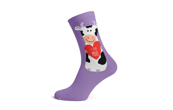 I Love Moo Socks - Cozy Cotton Novelty Socks for Animal Lovers ...