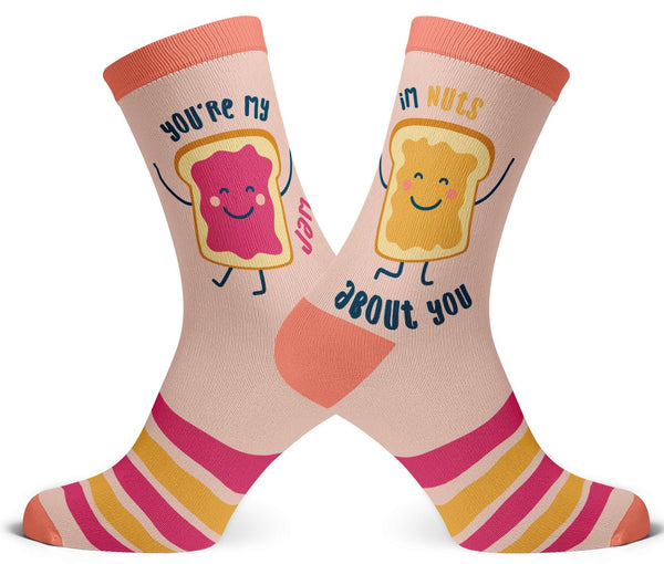 Peanut Butter and Jelly Socks - Premium Cotton Novelty Socks for Food ...
