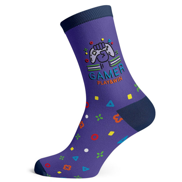 Gamer Play and Win Socks - Premium Cotton Novelty Socks for Gamers ...