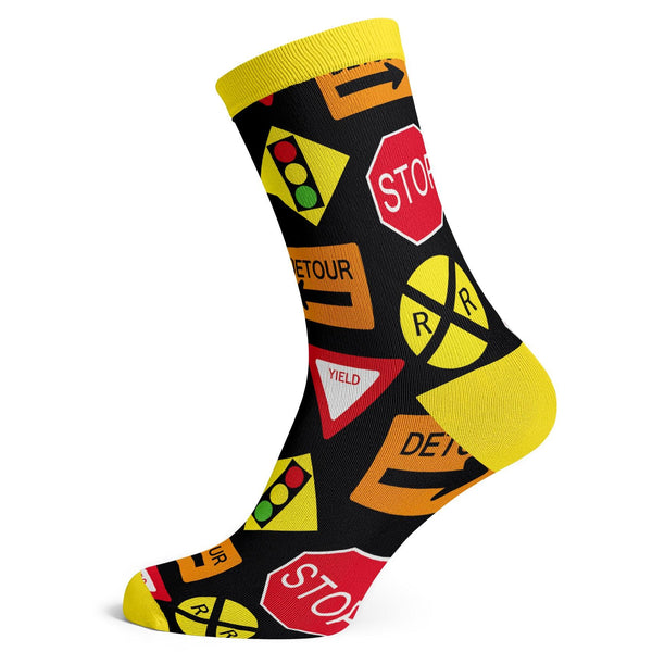 Road Signs Socks - Premium Cotton Novelty Socks for Hobby Enthusiasts ...