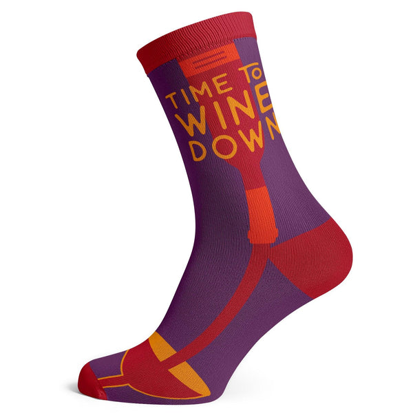 Time To Wine Down Socks - Premium Cotton Novelty Socks for Wine Lovers ...