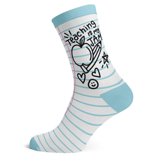 Teaching Is My Jam Socks - Premium Cotton Novelty for Teachers ...